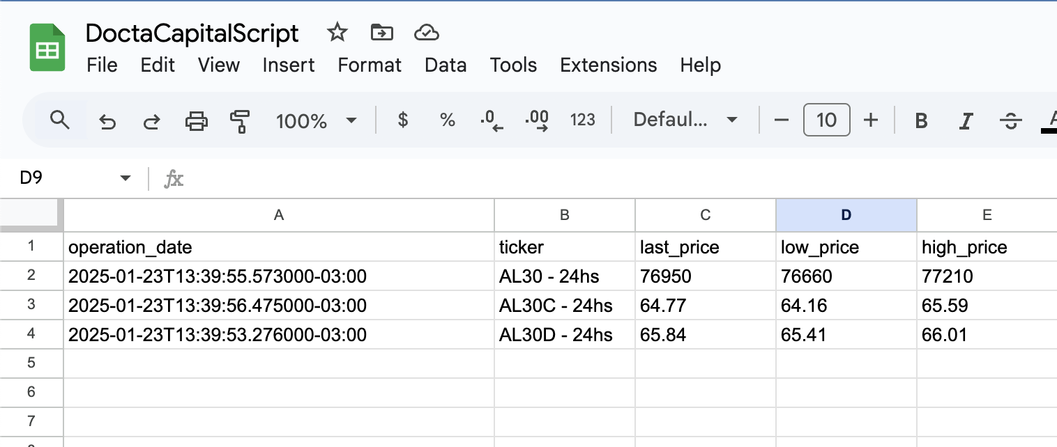 Aprende a Cómo Integrar Datos Financieros en Tiempo Real a Google Sheets con Docta Capital